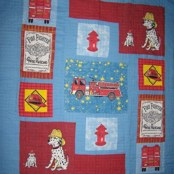 Bedding | Vintage Rare 3 Piece Fire Station Theme Set | Poshmark